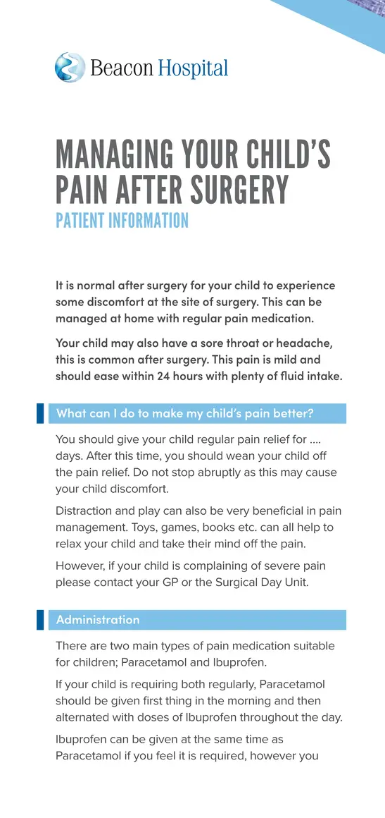 Paediatric Pain Management After Surgery