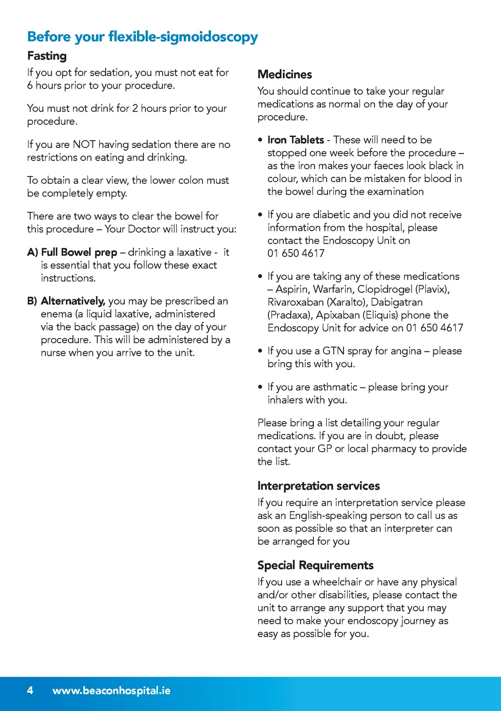 Flexible - Sigmoidoscopy Patient Information Leaflet